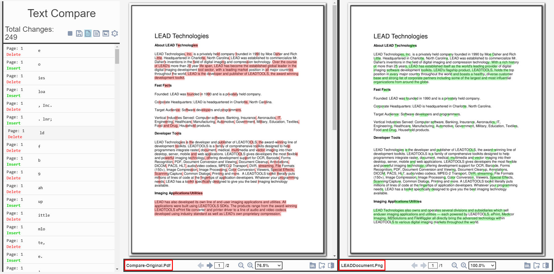 Compare Documents Images With LEADTOOLS Document Compare Tool
