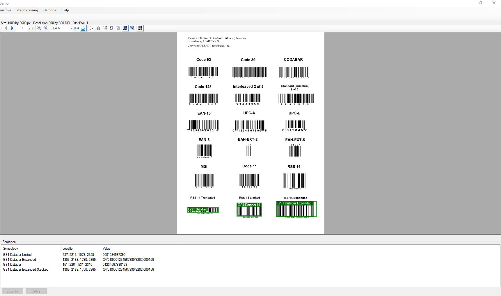 Gs1 Databarrss Barcode Sdk Technology Leadtools 4486